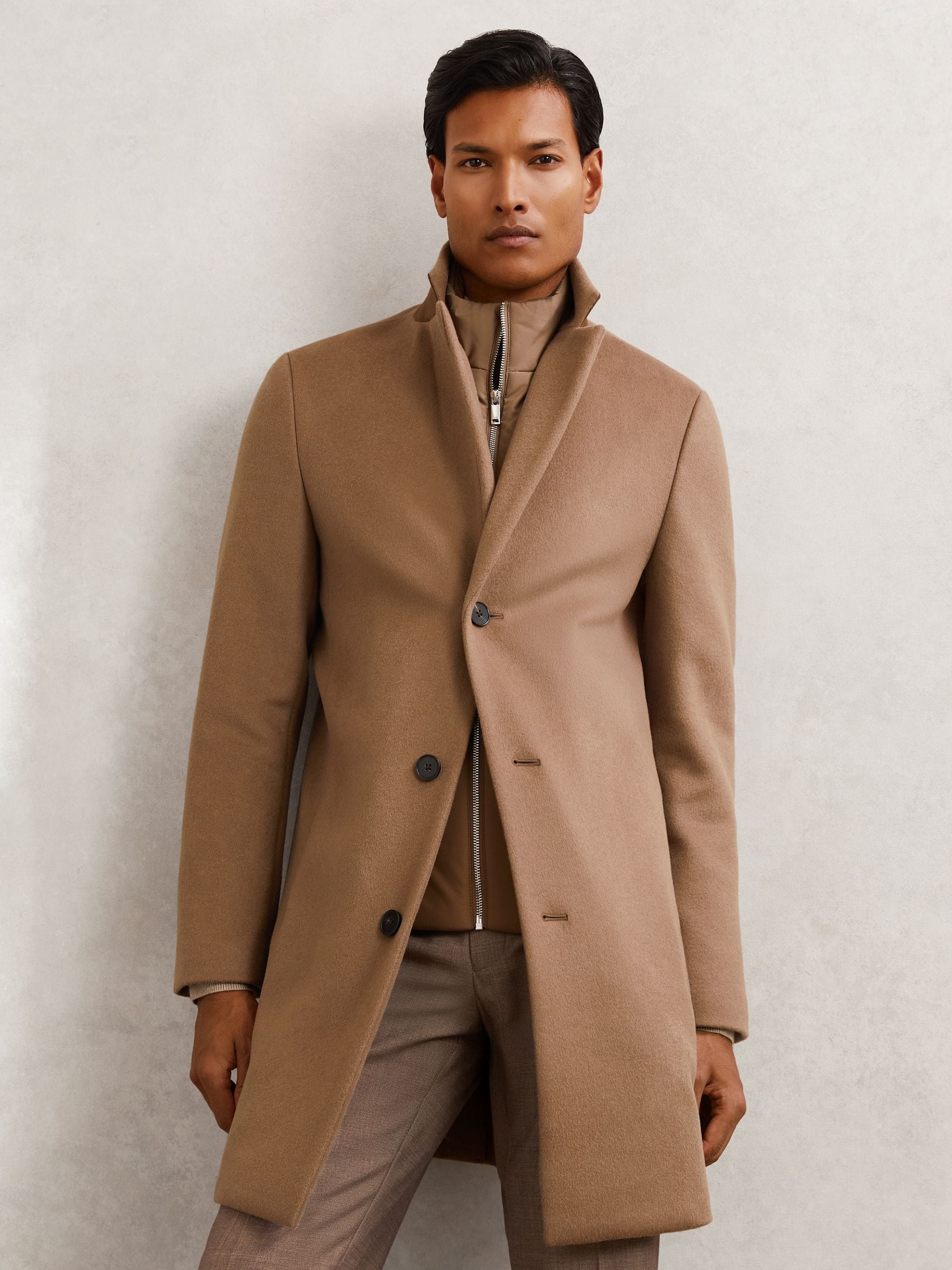 REISS gilet gable gilet wool-blend internal-gilet overcoat